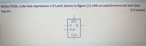 Solved Write Vhdl Code That Represents A D Latch Shown In