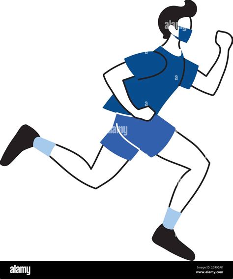 Man With Masks Doing Exercise Vector Illustration Desing Stock Vector