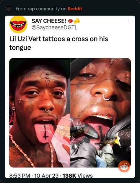 Lil Uzi Vert Lucifer Tattooed An Upside Down Cross On His Tongue R
