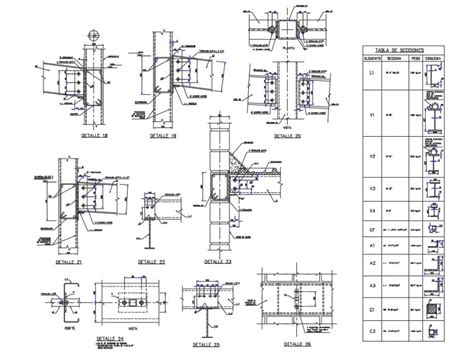 Column Construction Unit Detail 2d View Layout File In Autocad File