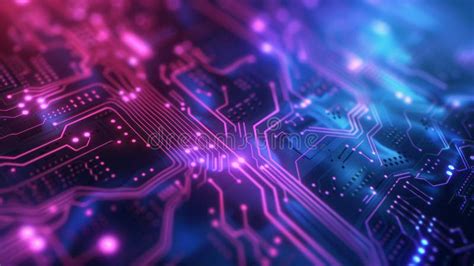 Colorful Abstract Digital Circuitry With Led Lights And Electronic