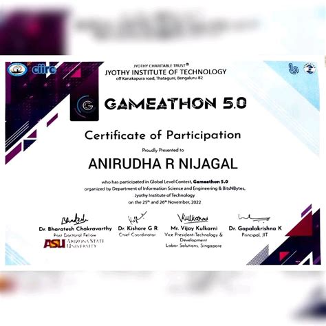 Anirudha R Nijagal On Linkedin Gameathon Jit Engineering