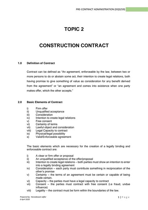 SOLUTION Topic Construction Contract Studypool