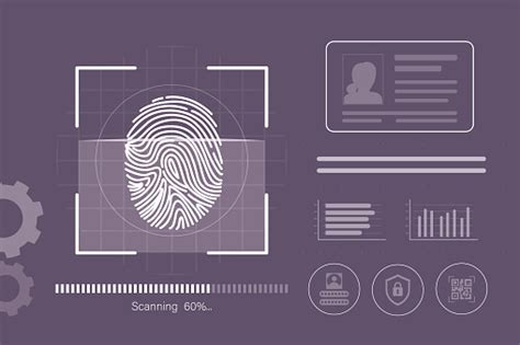 회로 기판의 지문 스캔 지문으로 보안 시스템 개념 생체 인식 식별을 통한 액세스 사이버 보안 기술 추상적인 배경 또는 아이콘 감지기에 대한 스톡 벡터 아트 및 기타 이미지