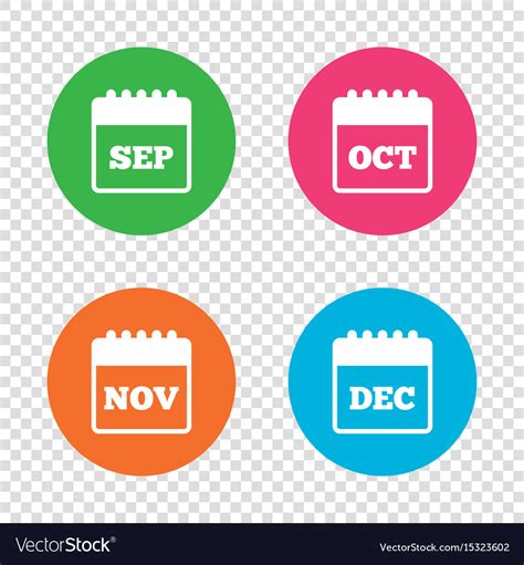 Calendar September November October December Vector Image