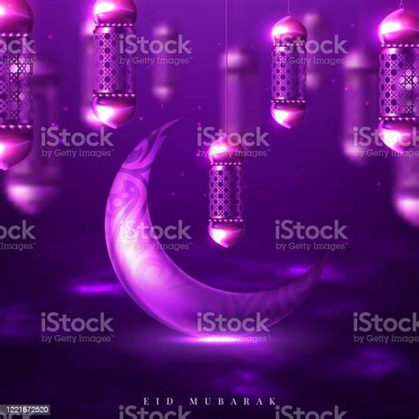 이드 무바라크 이슬람 디자인 초승달과 아랍어 서예 벡터 일러스트레이션 Eid Mubarak에 대한 스톡 벡터 아트 및 기타