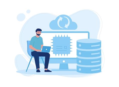 Premium Vector Male Character Works To Organize Data Trending Concept