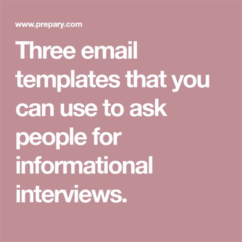 Email Template For Informational Interview