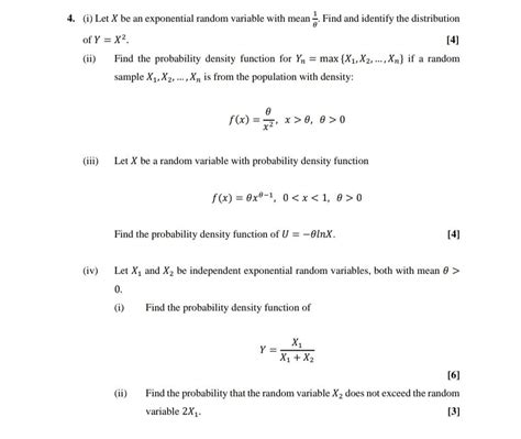 Solved 4 1 Let X Be An Exponential Random Variable With