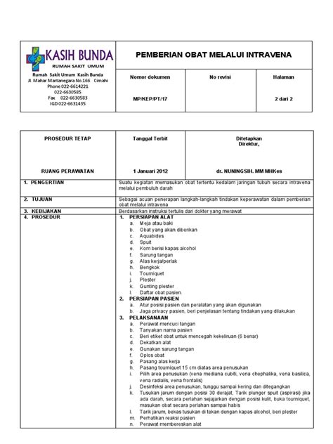 Sop Pemberian Obat Melalui Iv Pdf