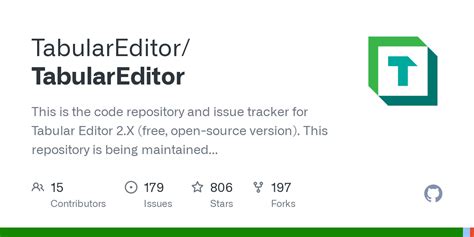 Github Tabulareditortabulareditor This Is The Code Repository And Issue Tracker For Tabular