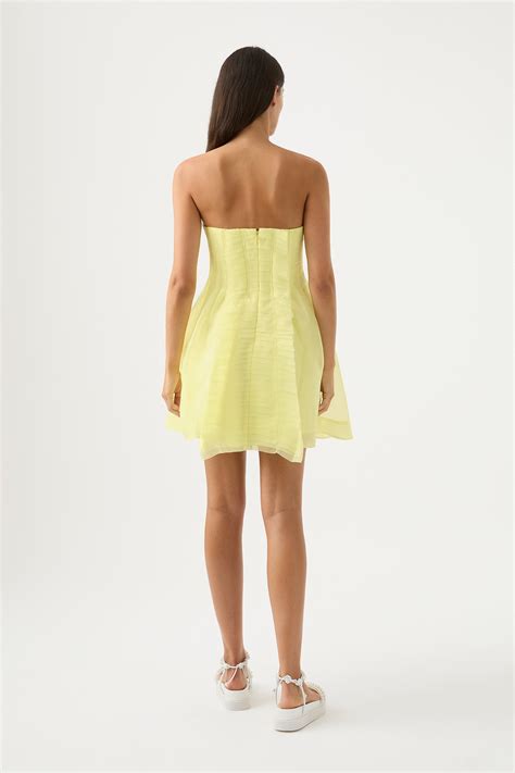 Astrid Strapless Mini Dress Soft Lemon Yellow Aje Aje Au