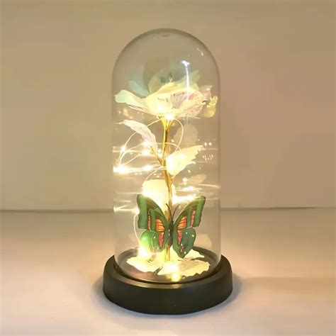 여성을 위한 창의적인 선물 크리스마스 웨딩 선물로 사용할 수 있는 유리 속에 나비 Led 장식이 달 Temu