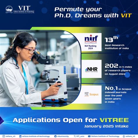Vit Velloreinstituteoftechnology Phd Research Vitree Admissions2025 Pgadmissions