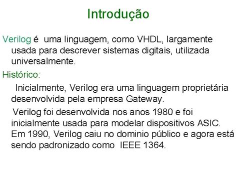 Verilog Aula 3 Introduo Verilog Uma Linguagem Como