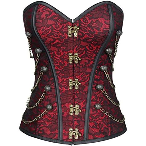 Women S Bustiers Corsets Spiral Steel Boned Gothic Bustier Corset With Chains Over Bust Gothic