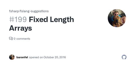 Fixed Length Arrays · Issue 199 · Fsharpfslang Suggestions · Github