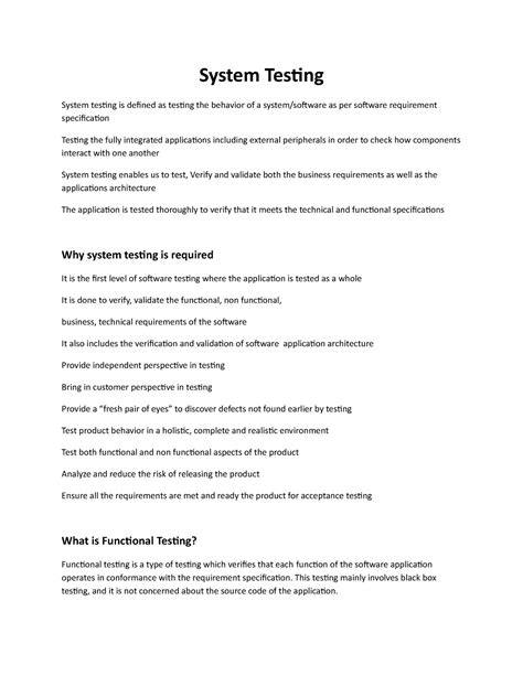 System Testing Aaaaa System Testing System Testing Is Defined As