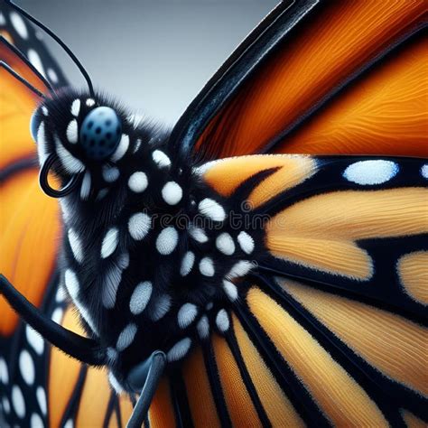 Ai Generated Illustration Of A Close Up Of A Monarch Butterfly S Face