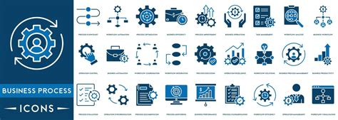 Business Processes Icon Set Workflow And Productivity Symbol Vector Illustration 34745442