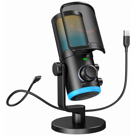 Fifine Ampligame Am6 Condenser Mic With Game Chat Mix Noise Suppressi