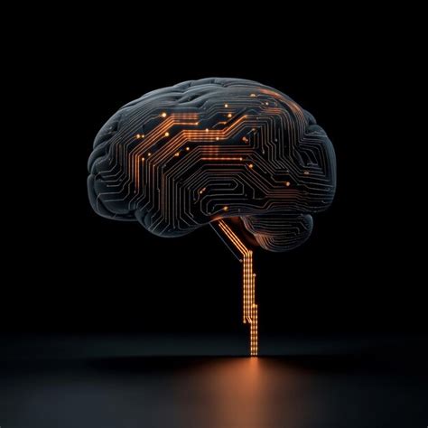 Visualization Of An Ai Powered Digital Brain With Golden Data Streams