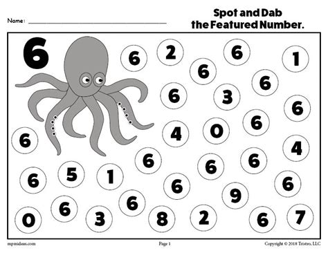 Free Number Six Do A Dot Printable Supplyme