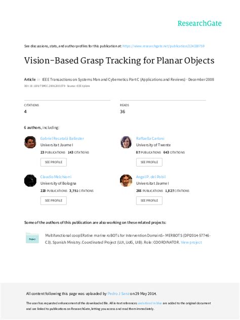pdf vision based grasp tracking for planar objects