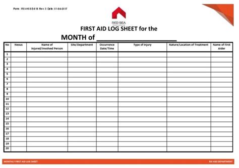 Printable First Aid Kit Log Sheet Template Printable Word Searches