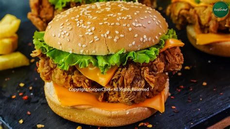 Crispy Chicken Burger Recipe By Sooperchef Youtube