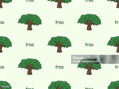 Tree Seamless Pattern On Green Background Stock Illustration Download