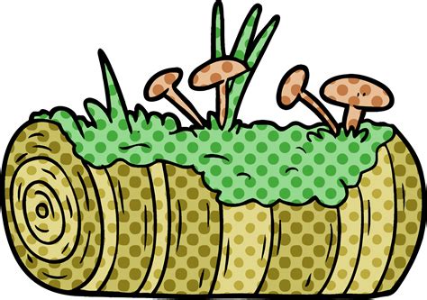 Cartoon Old Log With Mushrooms 46689697 Png