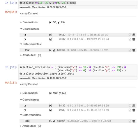 selection expressions not working on xarray based datasets · issue