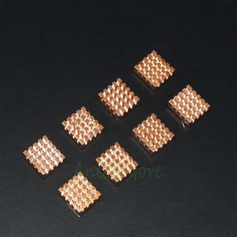 8pcs Copper Heatsink Adhesive Back For Vga Gpu Ddr Ddr2 Ddr3 Ram Memory