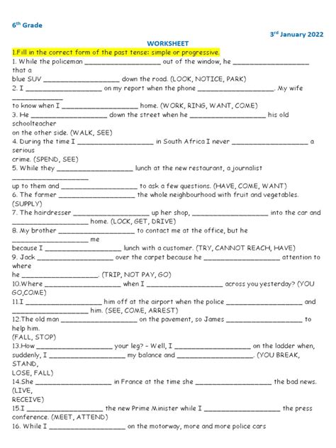 6th Grade Revision Pdf