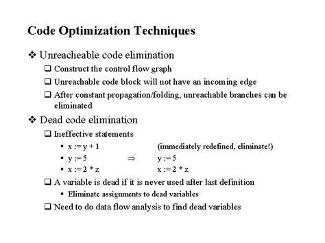 Code Optimization Overview And Examples Code Optimization V