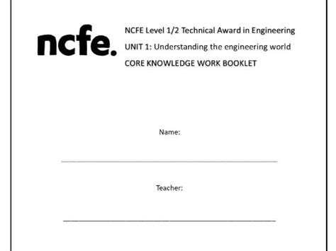 Ncfe Engineering Unit 1 Work Booklet Teaching Resources
