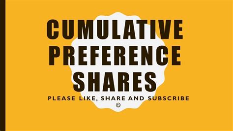 CUMULATIVE PREFERENCE SHARES VERY SIMPLE MEANING YouTube