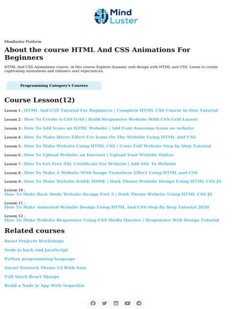 Html And Css Animations For Beginners Course Content Pdf