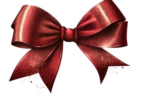 A Shiny Red Bow Made Of Glittering Ribbon Floats Elegantly Against A