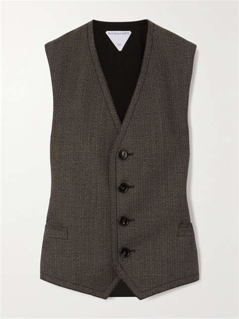 Bottega Veneta 새틴 하운드투스 울 트위드 조끼 페칭