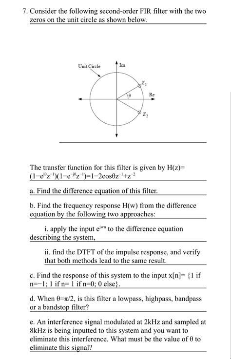 Solved Consider The Following Second Order Fir Filter With Chegg