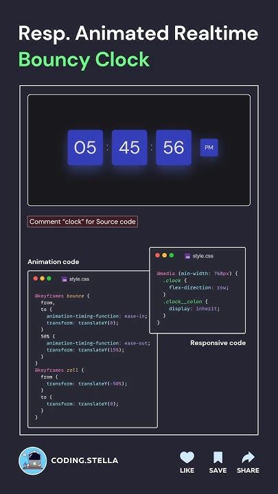 responsive animated bonucy clock 🤯 cssanimation javascript html youtube