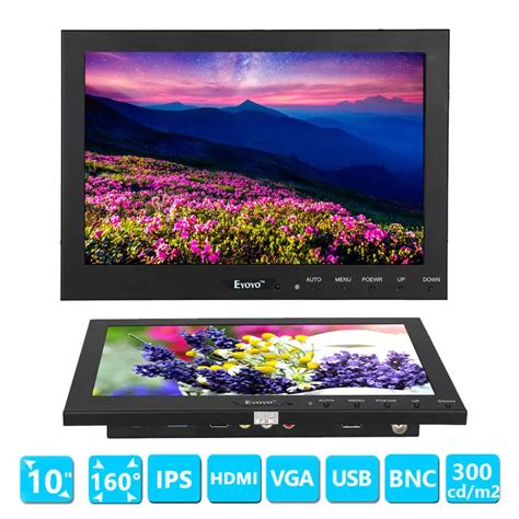 Eyoyo 10 Inch TFT LED Video Audio VGA HDMl BNC USB HD Monitor Screen