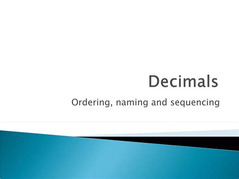 Decimals Ordering Naming And Sequencing Ppt