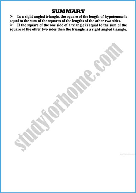 Solved Review Exercise Pythagoras Theorem Mathematics Th