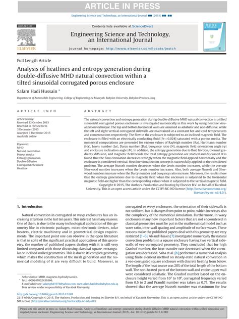 Pdf Analysis Of Heatlines And Entropy Generation During Double