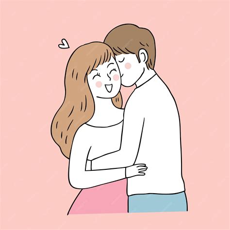 Premium Vector Cartoon Cute Valentines Day Couple Kiss Vector