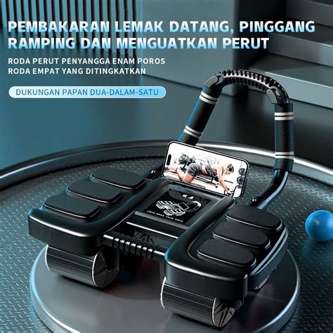 Jual 4 Wheel Ab Roller With Elbow Support Plank Trainer Roda Perut Alat