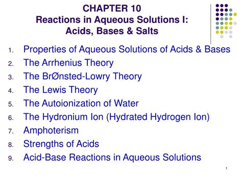 Ppt Chapter 10 Reactions In Aqueous Solutions I Acids Bases And Salts